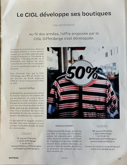 Le Cigl Differdange asbl développe ses boutiques - CIGL Differdange
